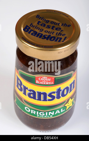 Glass jar of Branston Original Pickle Traditional British chutney Stock ...