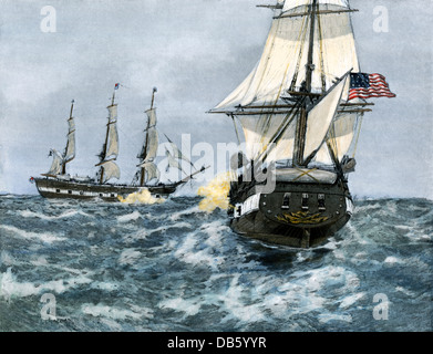 1800s WAR OF 1812 USS NAVY SHIP THE WASP CAPTURES THE HMS SHIP THE ...