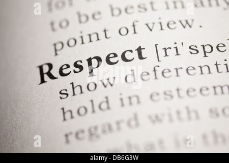 Dictionary definition of the word Respect Stock Photo - Alamy