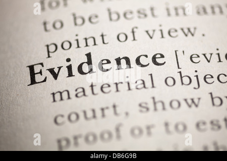 Fake Dictionary, Dictionary definition of the word Evidence Stock Photo ...
