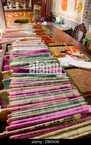 Close-up colorful chinese paper lanterns in temples(text "wealthy and ...