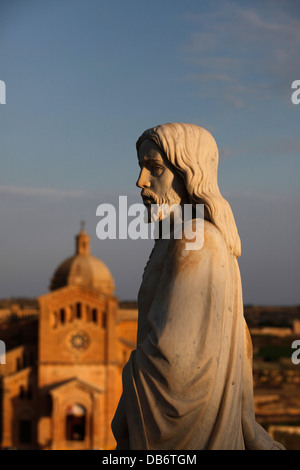 Marble statues known as Stations of the Cross depicting the events of ...