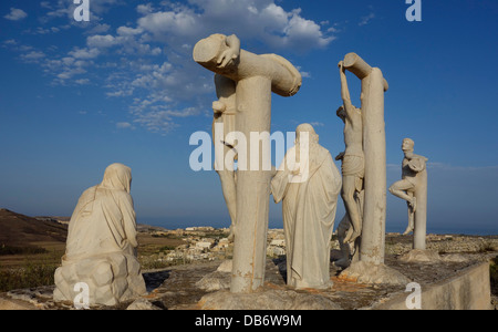Marble statues known as Stations of the Cross depicting the events of ...