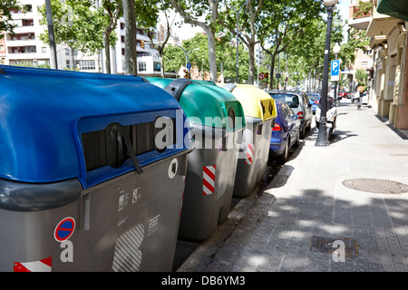 communal kerbside recycling bins for apartment block in Barcelona ...