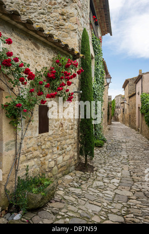 Alley, historic town centre of Pals, Catalonia, Spain, Europe Stock ...