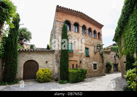 Pals a medieval town with stone houses in Girona Province, Catalonia ...