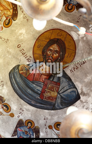 A depiction of Jesus Christ in a Greek Orthodox chapel in Lindos ...