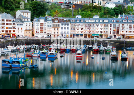 Luarca, Spain- june 24, 2013:night view of the busy and colorful ...