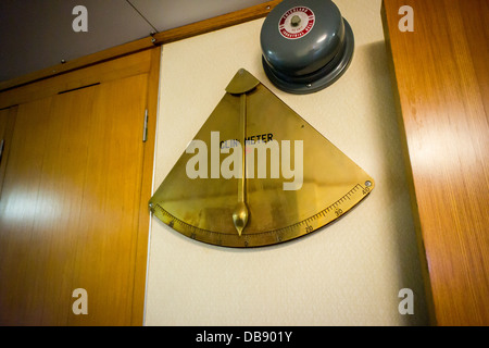 A clinometer, aka inclinometer, on a merchant ship in New York harbor ...