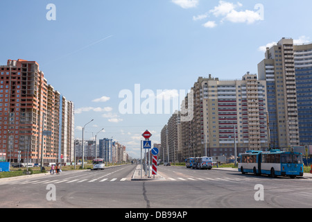 Kirovsky district with sleeping new buildings from bird eye view. Saint ...