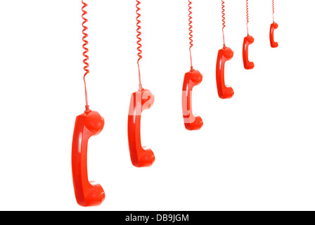 telephone receiver hang down Isolated on white background Stock Photo ...