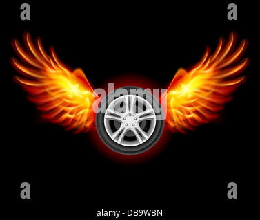 Flaming Wheel Rim on Fire Stock Photo - Alamy