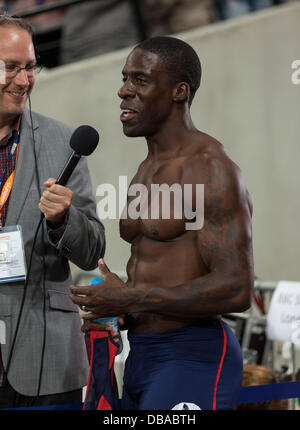 London, UK. 26th July, Dwayne Chambers is interviewed after placing 5th ...