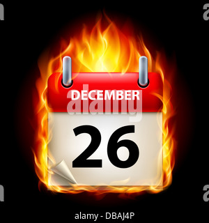 Sixth December in Calendar. Burning Icon on black background Stock ...