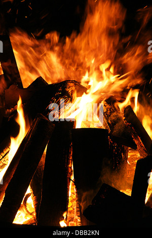 An Outdoor Large Wood Log Burning Bonfire Stock Photo - Alamy