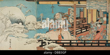 The artwork depicts Taira no Kiyomori, a powerful Japanese nobleman and military leader during ...