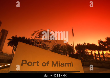 Sign at the entrance to the Port of Miami, Miami, Florida, USA Stock ...