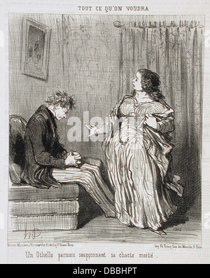 Un Othello parisien soupçonnant sa chaste moitié. Honoré Daumier ...