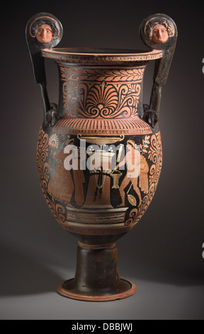 This ancient Greek volute-krater features a dramatic scene with Pegasus ...