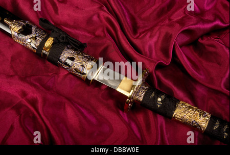 Japanese samurai katana sword and scabbard close up. Photo of a weapon ...