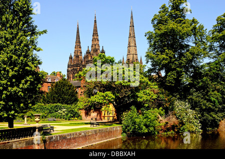 View across Minster Pool towards the Cathedral, Lichfield ...