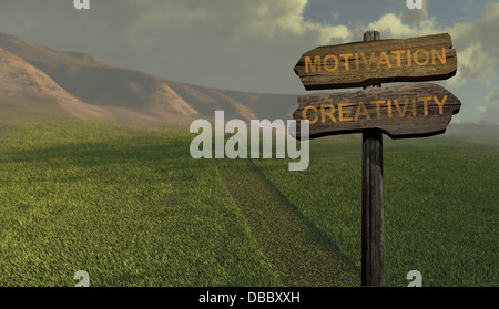 sign direction motivation - creativity made in 2d software Stock Photo ...
