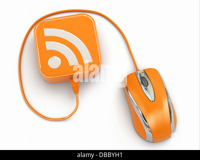 computer mouse with RSS icon Stock Photo - Alamy