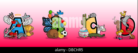 Illustration of ABCD against pink background Stock Photo - Alamy
