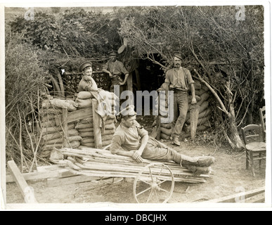 Photograph depicting World War I trench warfare, showing soldiers in ...