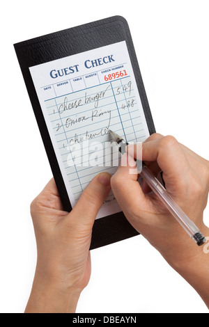 Guest Check, concept of restaurant taking orders Stock Photo - Alamy