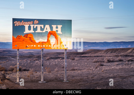 Welcome to Utah road sign along U.S. Route 491 east of Montecello, Utah ...