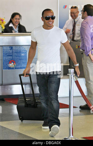 Lewis Hamilton seen arriving at LAX airport to catch a flight. Hamilton ...
