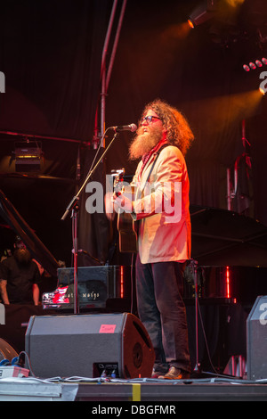 Man with guitar during concert Stock Photo - Alamy