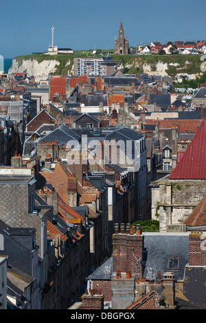 View of Dieppe castle museum from Place Camille Saint-Saëns with the ...