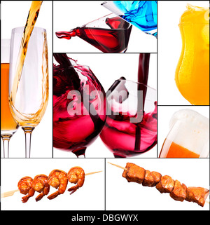 different meat dishes and alcohol drinks Stock Photo - Alamy