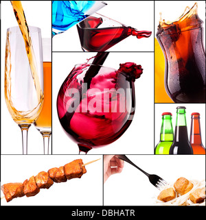 different meat dishes and alcohol drinks Stock Photo - Alamy