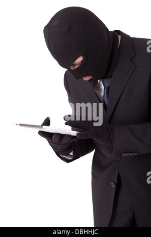 Disguised computer hacker in suit and tie Stock Photo - Alamy