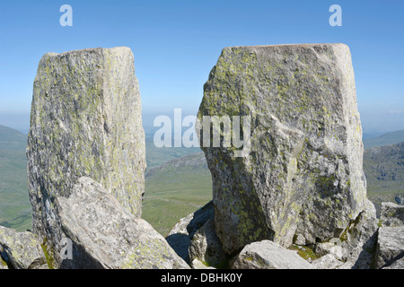 Adam and Eve, two rocks on the summit of , Tryfan, Snowdonia, Wales, in ...