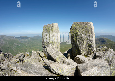 Adam and Eve, two rocks on the summit of , Tryfan, Snowdonia, Wales, in ...