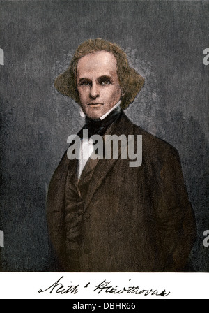 Nathaniel Hawthorne - American Author - Hand Tinted illustration Stock ...