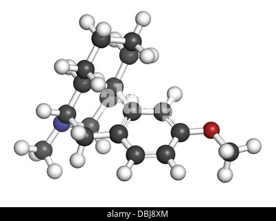 Dextromethorphan cough suppressant drug (antitussive) molecule Stylized ...