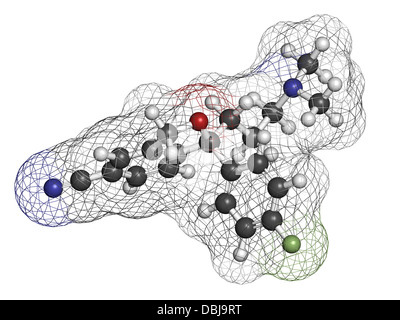 Escitalopram antidepressant drug (SSRI class), chemical structure ...