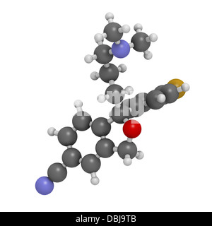 Escitalopram antidepressant drug (SSRI class), chemical structure ...