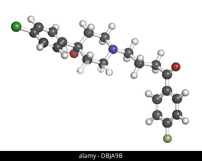 Haloperidol antipsychotic (neuroleptic) drug, chemical structure. Atoms ...