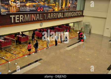 Changi Airport, passport control, Immigration counter, Singapore, Asia ...