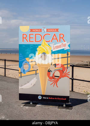 Sign Redcar lemon top ice cream with the steelworks in the background ...