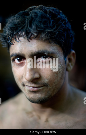 An Indian Kushti wrestler pose for a photograph at the Guru Hanuman ...