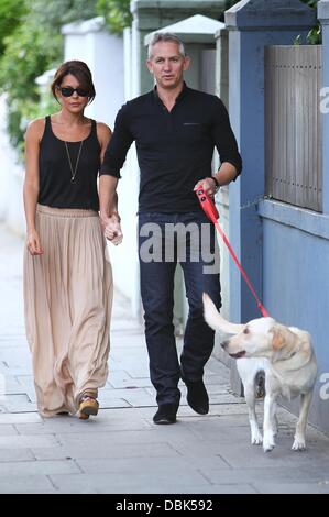 Gary Lineker and wife Danielle Lineker aka Danielle Bux with their Dog ...