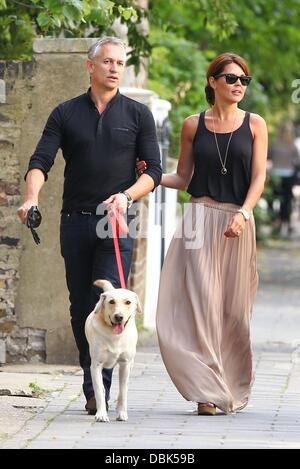 Gary Lineker and wife Danielle Lineker aka Danielle Bux with their Dog ...