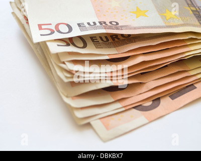 Stack of Euro banknotes from 5 to 50 Euro on white background Stock ...
